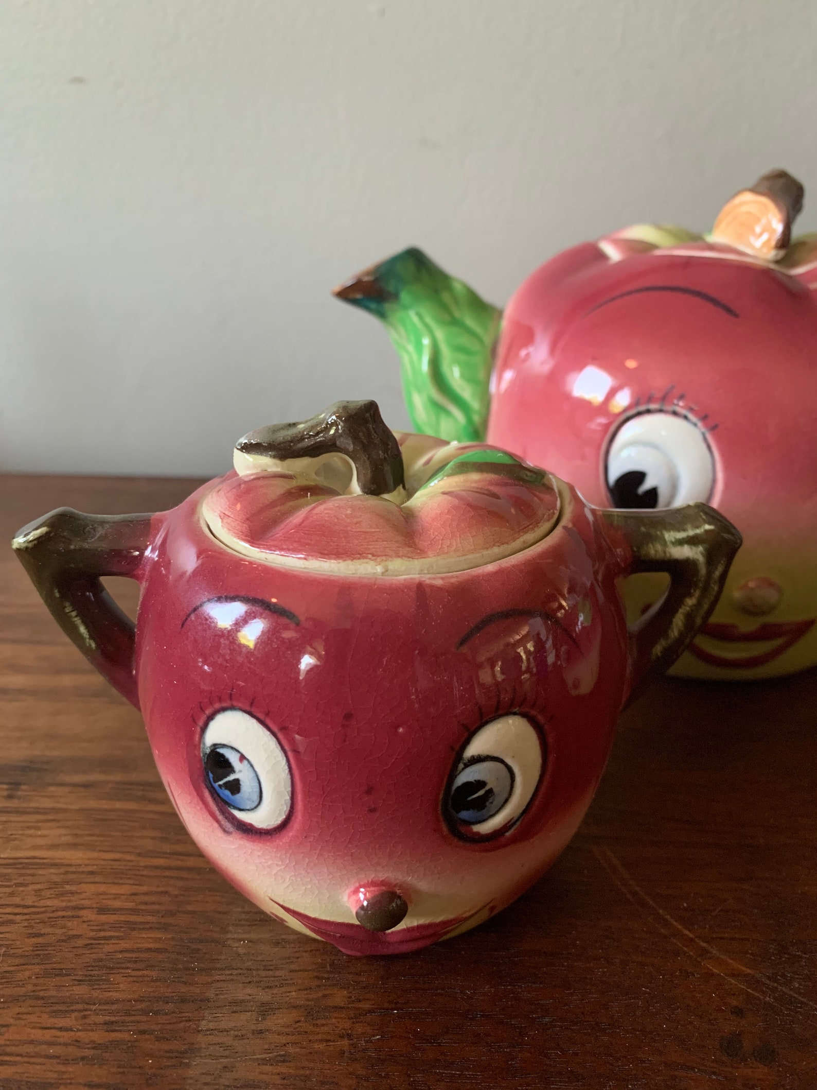 Vintage PY Anthropomorphic Apple Tea Pot, Sugar and Creamer - Etsy