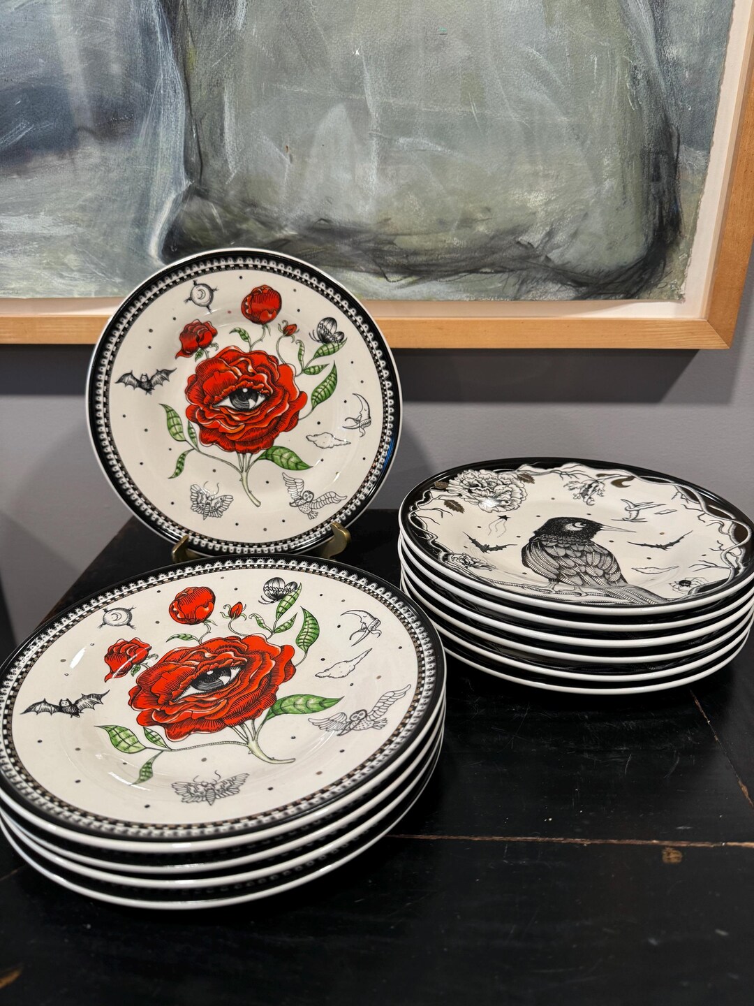 Anthropologie Florence Balducci Rose Eye and Raven Dessert Plates, Sold ...