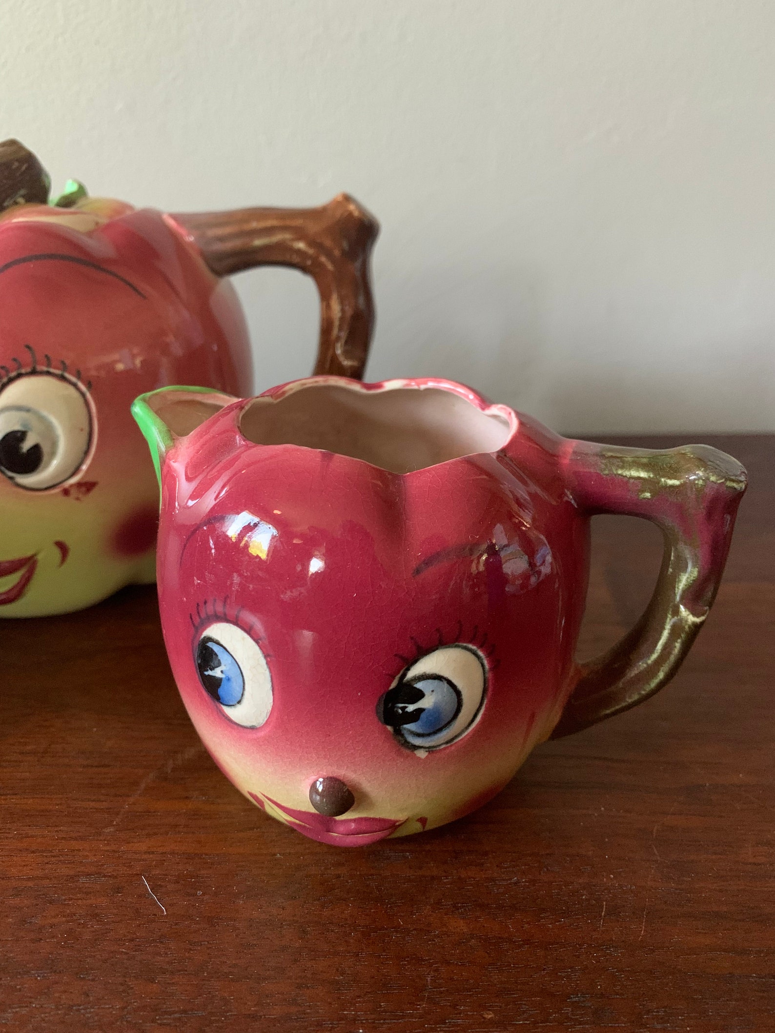 Vintage PY Anthropomorphic Apple Tea Pot, Sugar and Creamer - Etsy