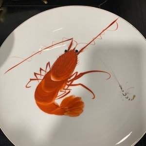 Vintage YY Ebi Hand Painted Porcelain Shrimp Lobster Set - Etsy