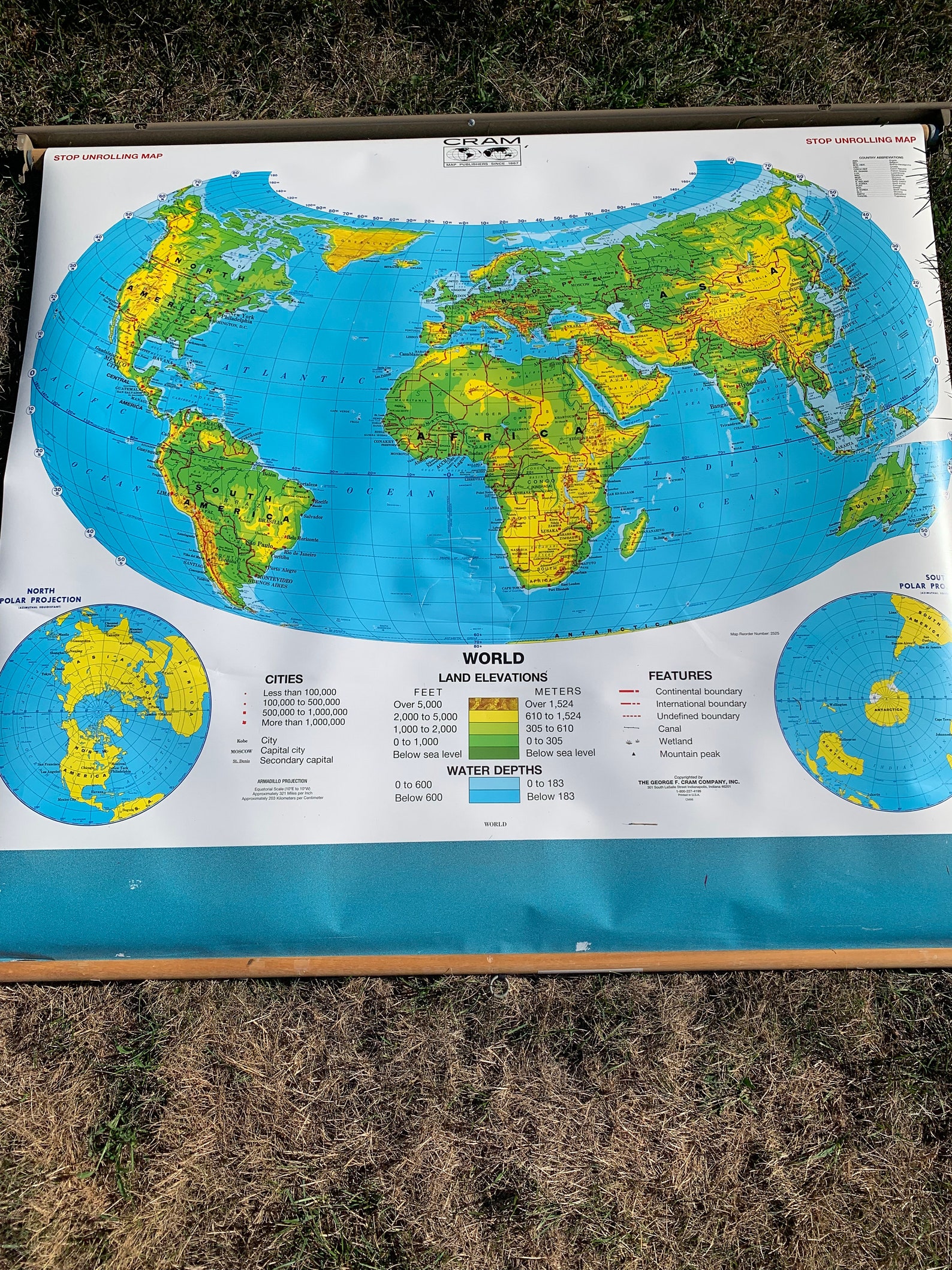 Vintage Cram World Map School Map Retractable - Etsy