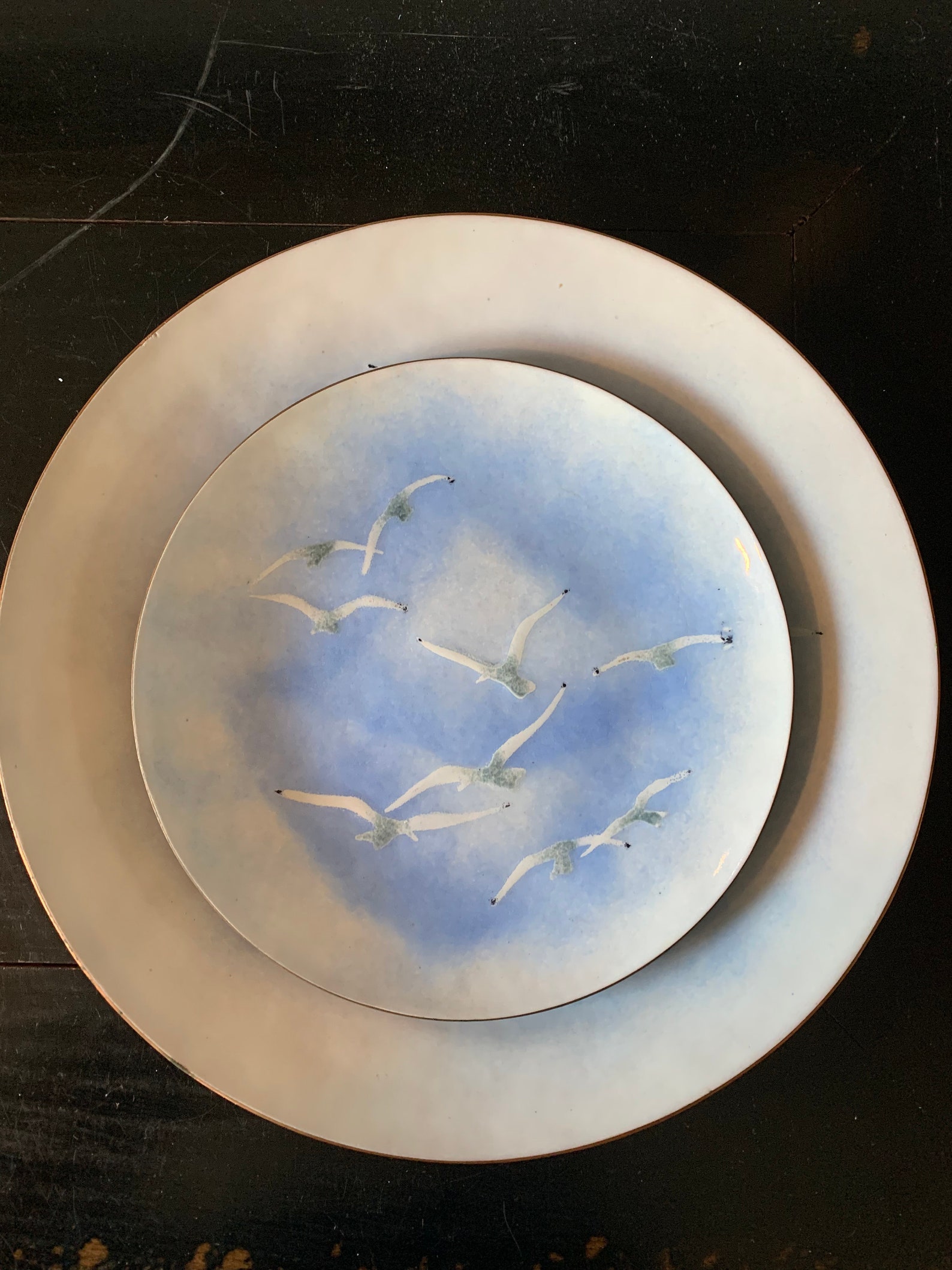 Vintage Bovano Enamel Seagulls Plates 11” and 8”, Set of 2 - Etsy