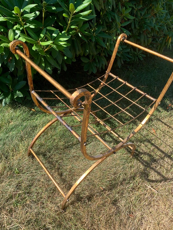 Vintage Hollywood Regency Gold Metal Bench - Etsy