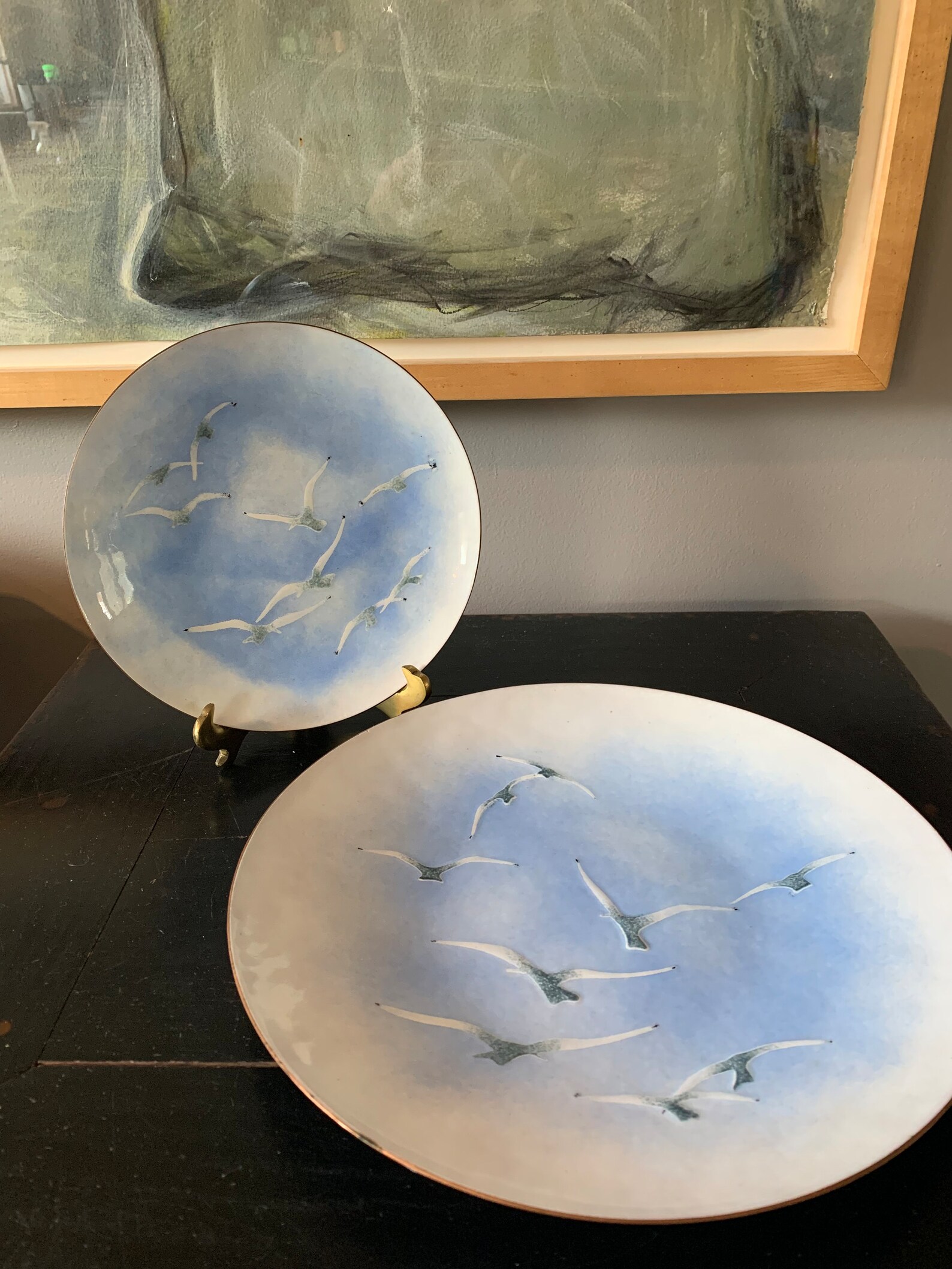 Vintage Bovano Enamel Seagulls Plates 11” and 8”, Set of 2 - Etsy