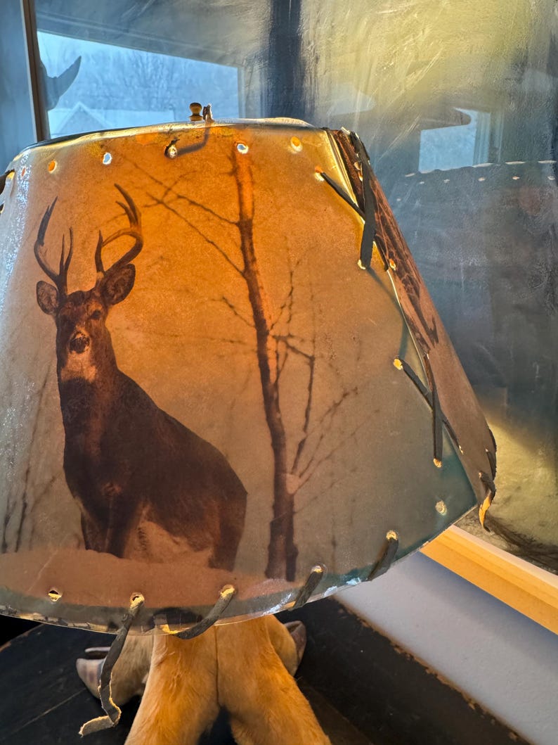 Vintage Deer Hoof Lamp With Original Shade, 4 Hooves - Etsy