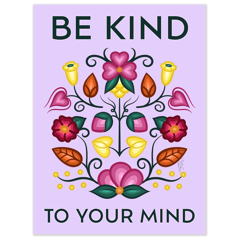 Poster - Be Kind to Your Mind Ojibwe Floral Botanical Native American ...