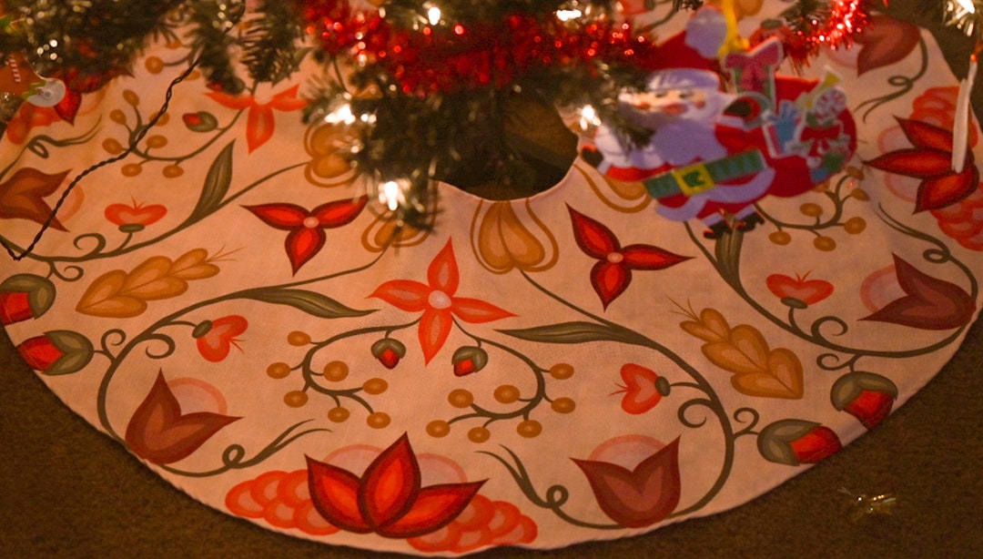 Tree Skirt - Ojibwe Floral Native American Owned Made Ojibwa Floral Art ...