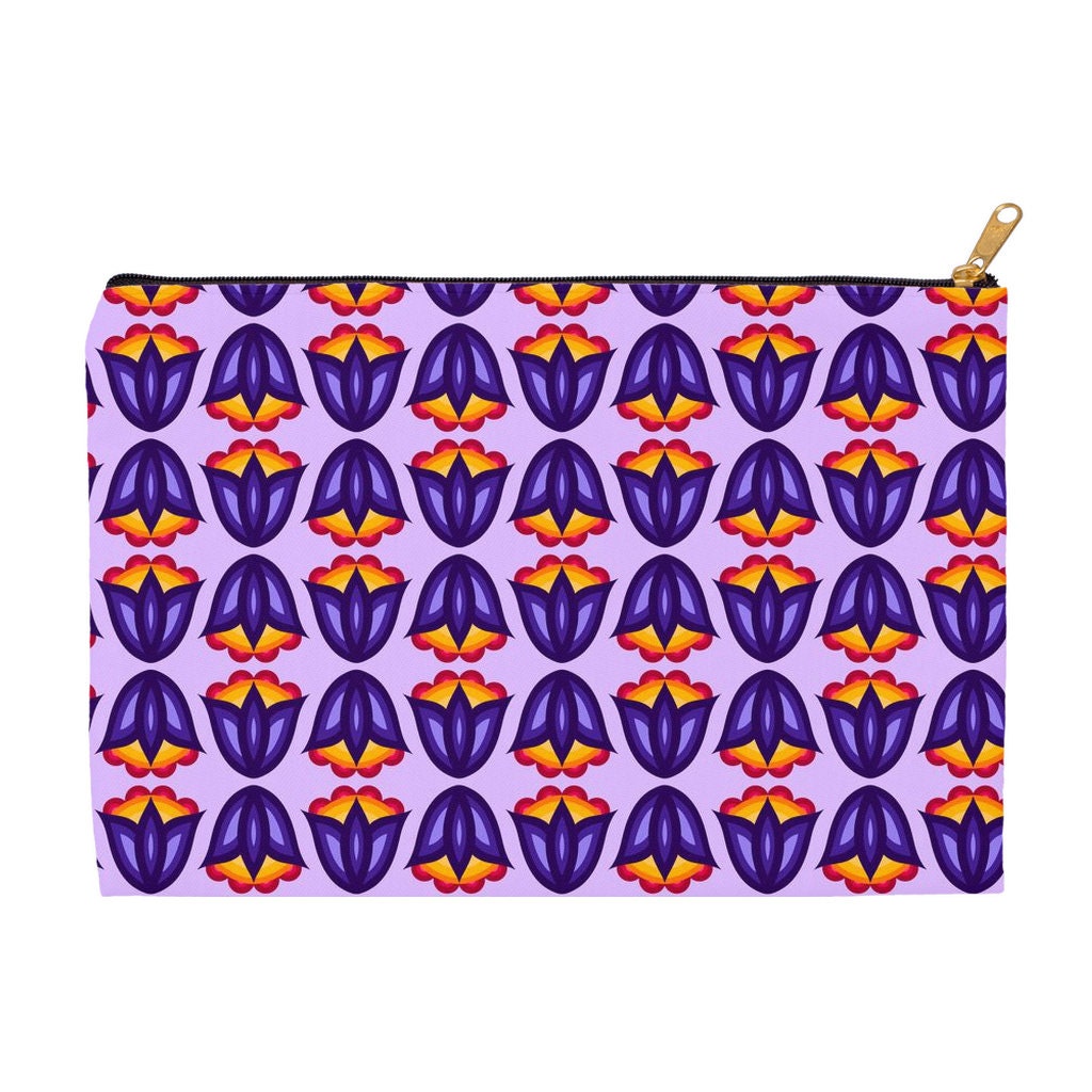 Accessory Pouch - Purple Tulip Ojibwe Floral Print Pattern Botanical ...