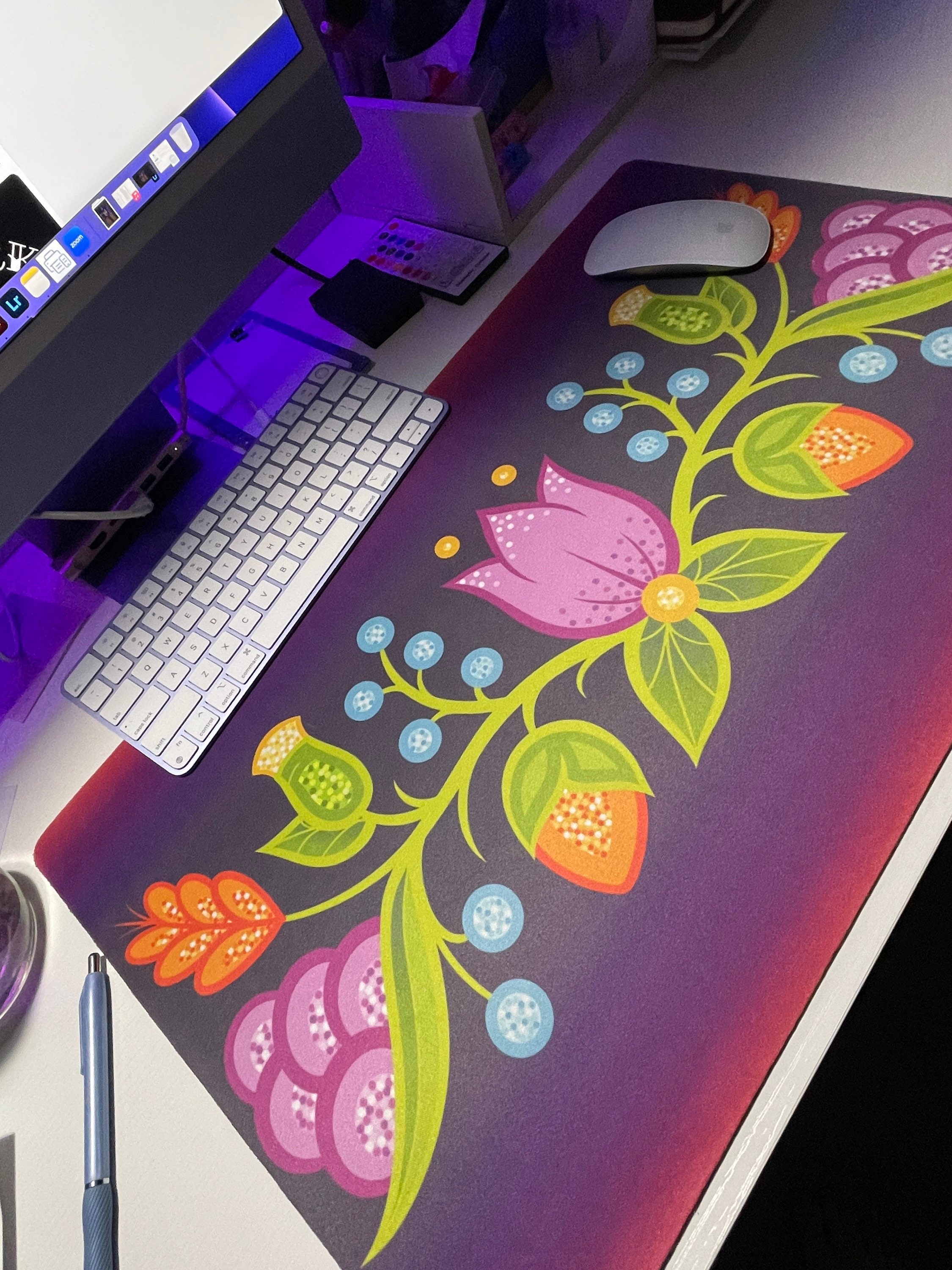 Desk Mat - Summertime Ojibwe Floral Anishinaabe Woodland Art Office ...