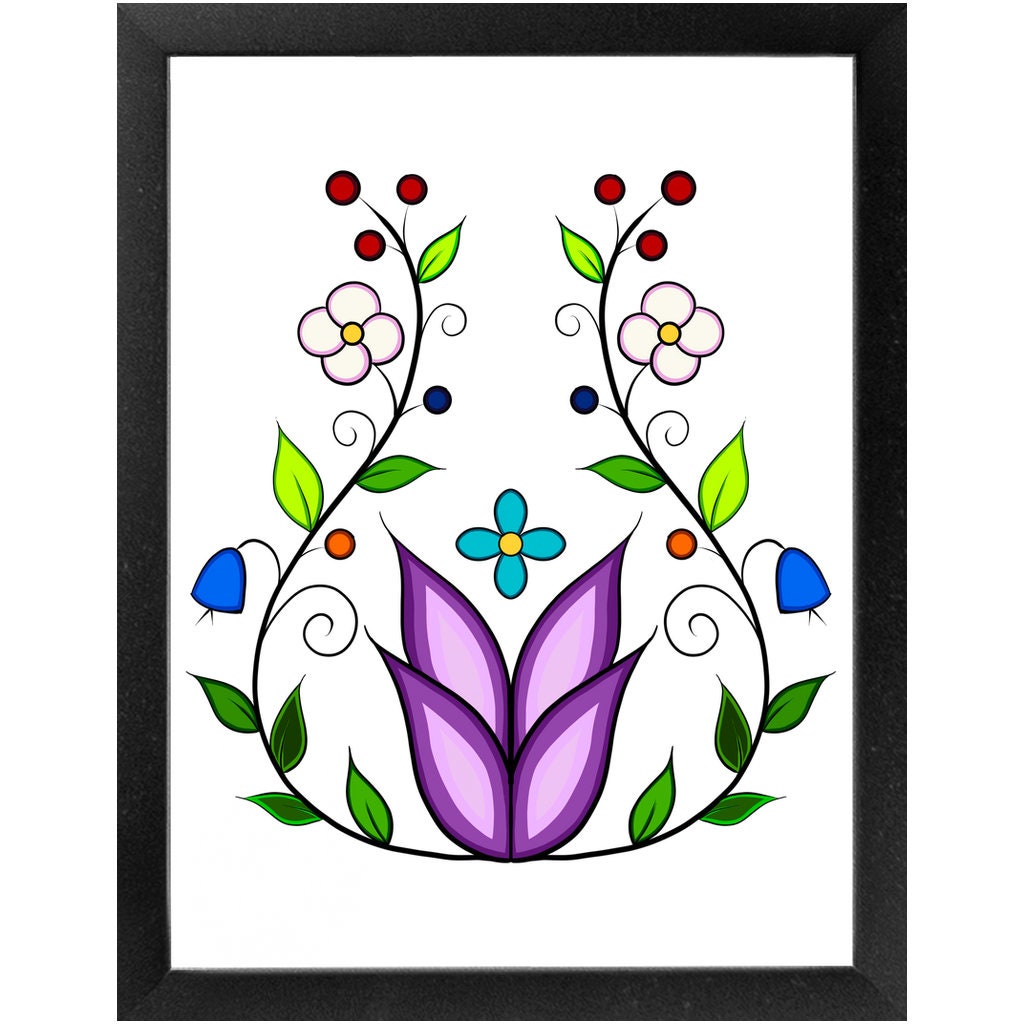 Framed Print - OG Ojibwe Floral Indigenous Native American Woodland ...