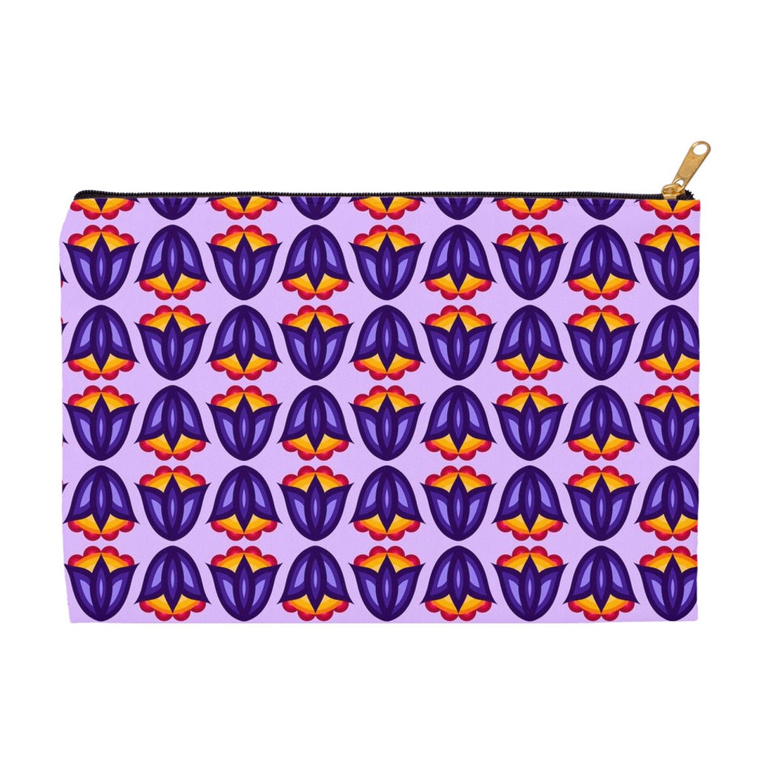 Accessory Pouch - Purple Tulip Ojibwe Floral Print Pattern Botanical ...