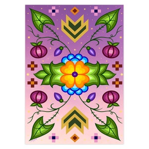 Blank Folded Greeting Cards- Ojibwe Woodland Floral Contemporary ...