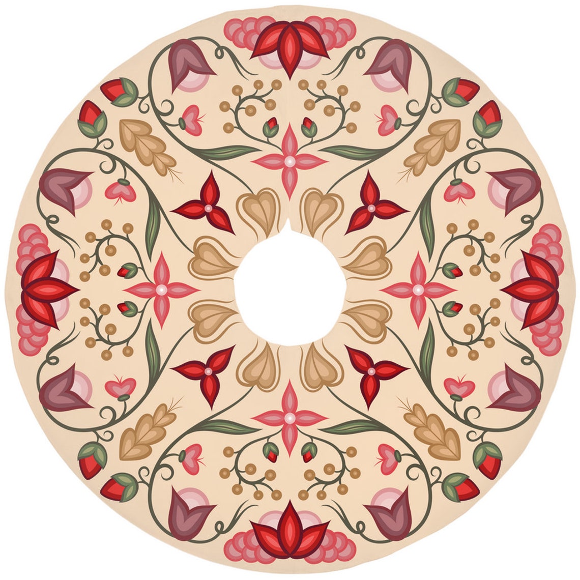 Tree Skirt - Ojibwe Floral Native American Owned Made Ojibwa Floral Art ...