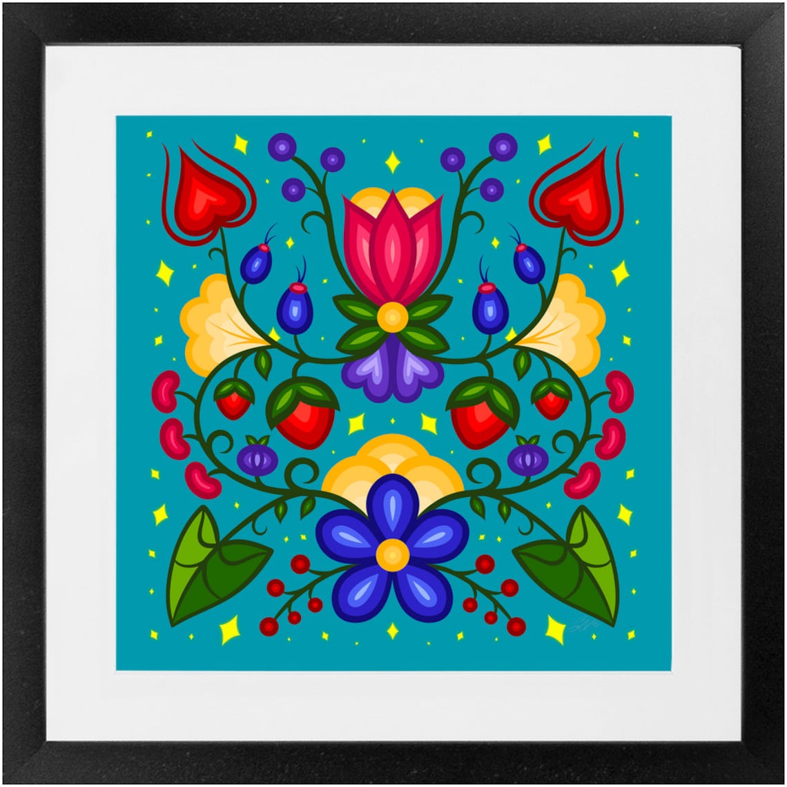 Framed Print - Ojibwe Floral Indigenous Native American Artwork Gifts ...