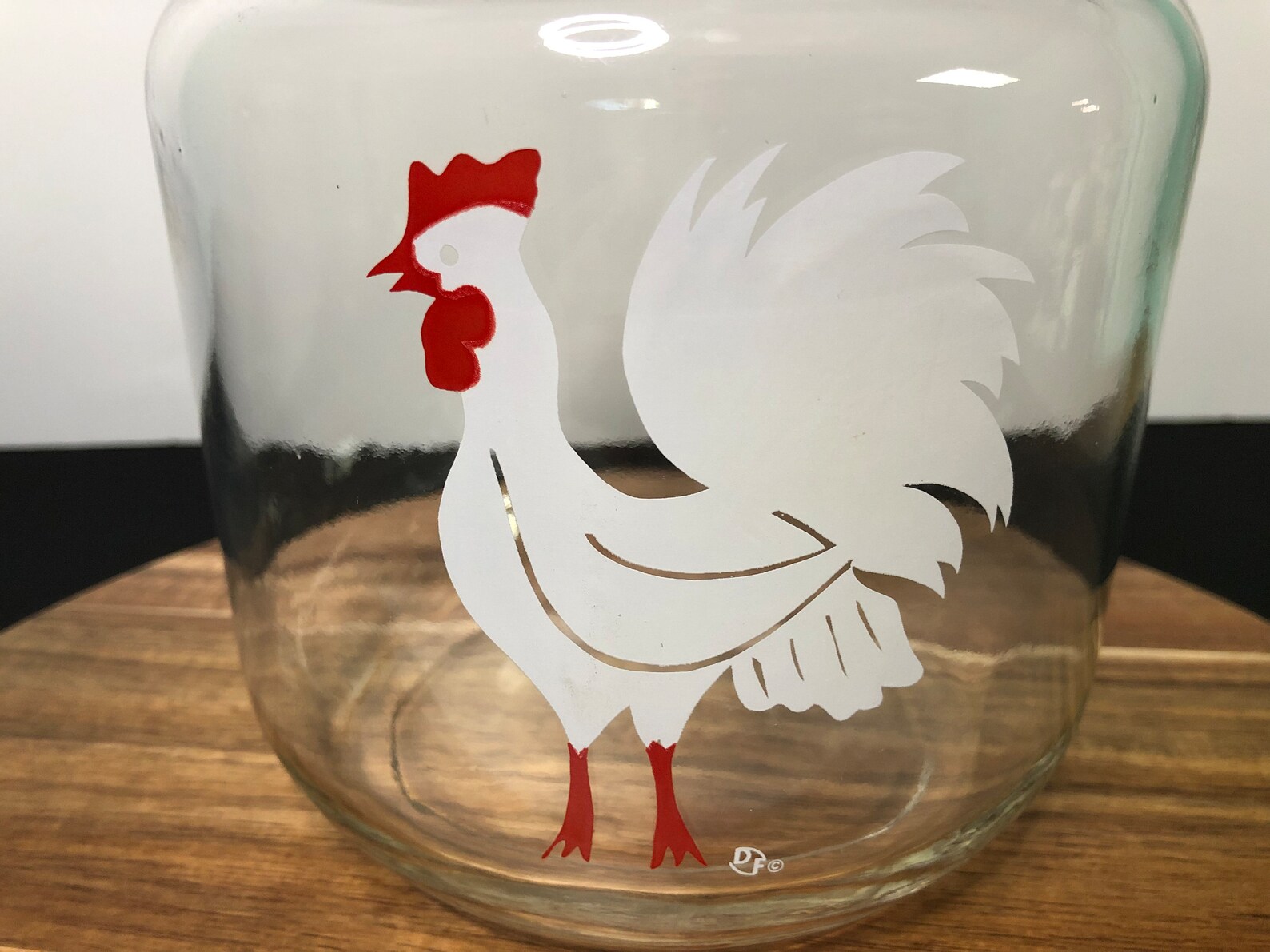 Vintage Glass Chicken Jar With Red Lid DF - Etsy