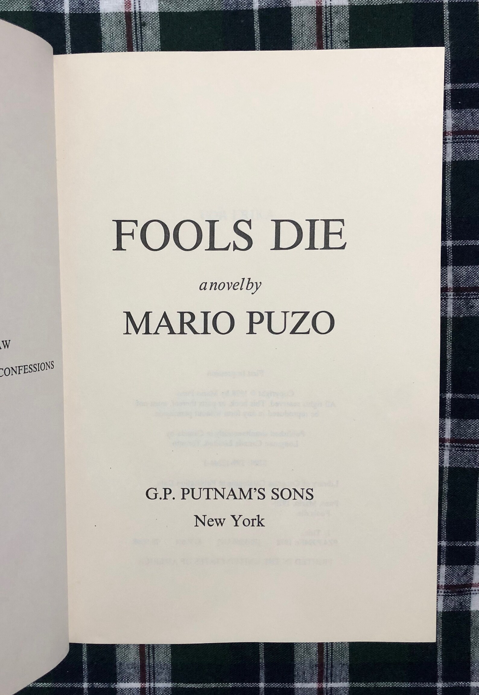 Fools Die 1978 by Mario Puzo First Impression Vintage Hardback Book ...