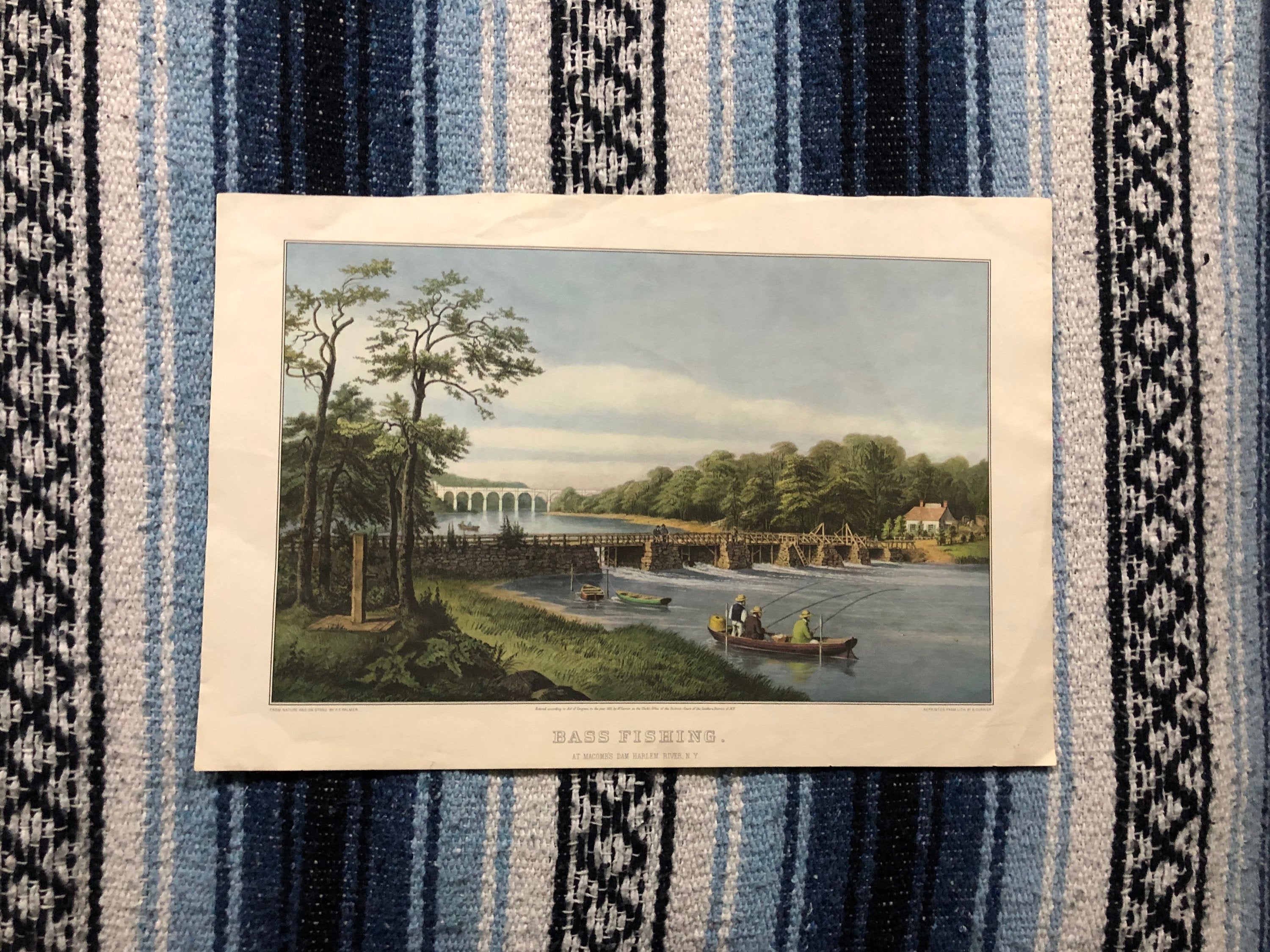 Bass Fishing at Macomb's Dam Harlem River N.Y. Print - Etsy