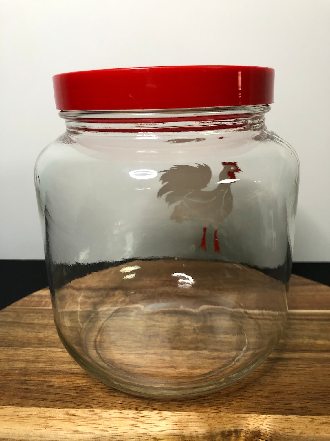 Vintage Glass Chicken Jar With Red Lid DF - Etsy