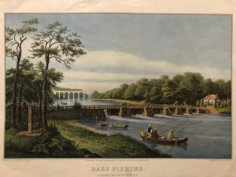 Bass Fishing at Macomb's Dam Harlem River N.Y. Print - Etsy