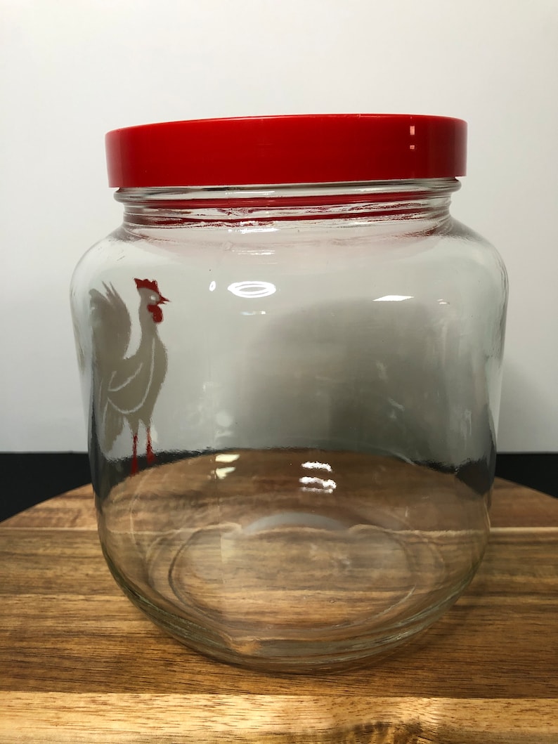 Vintage Glass Chicken Jar With Red Lid DF - Etsy