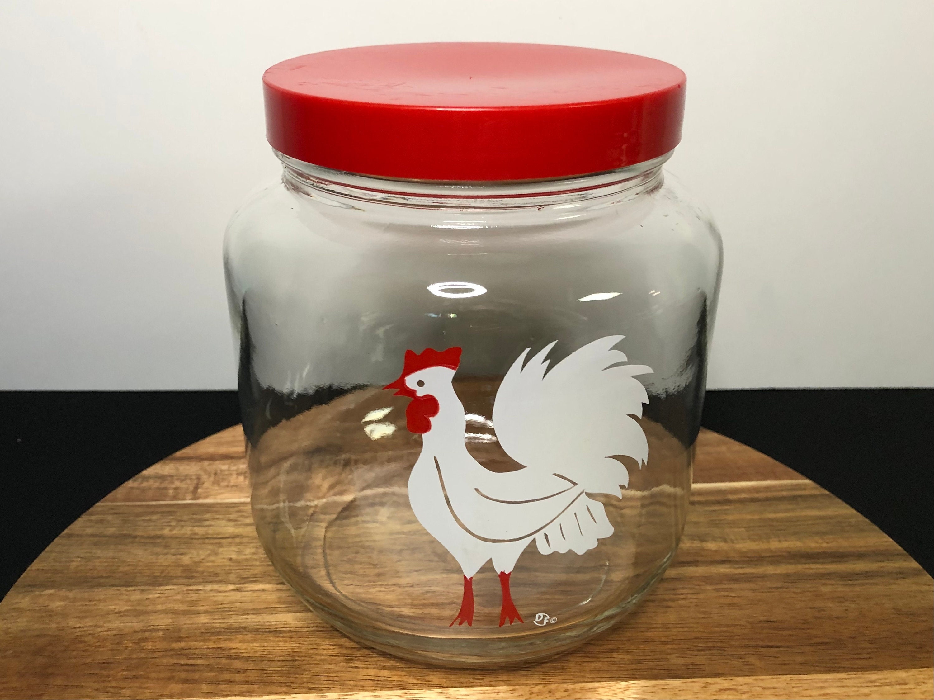 Vintage Glass Chicken Jar With Red Lid DF - Etsy
