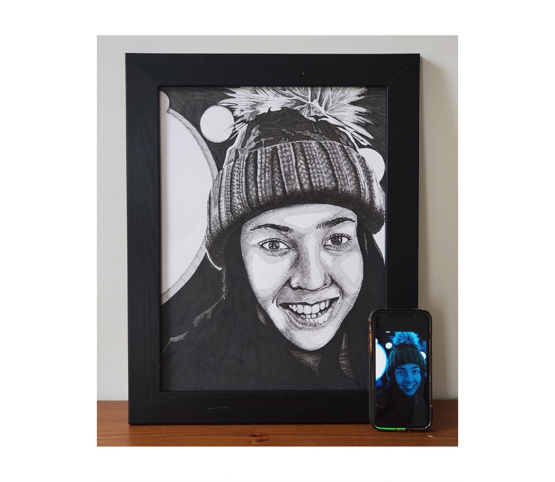 Custom Ink Portrait, Hand Drawn Art Commission - Etsy