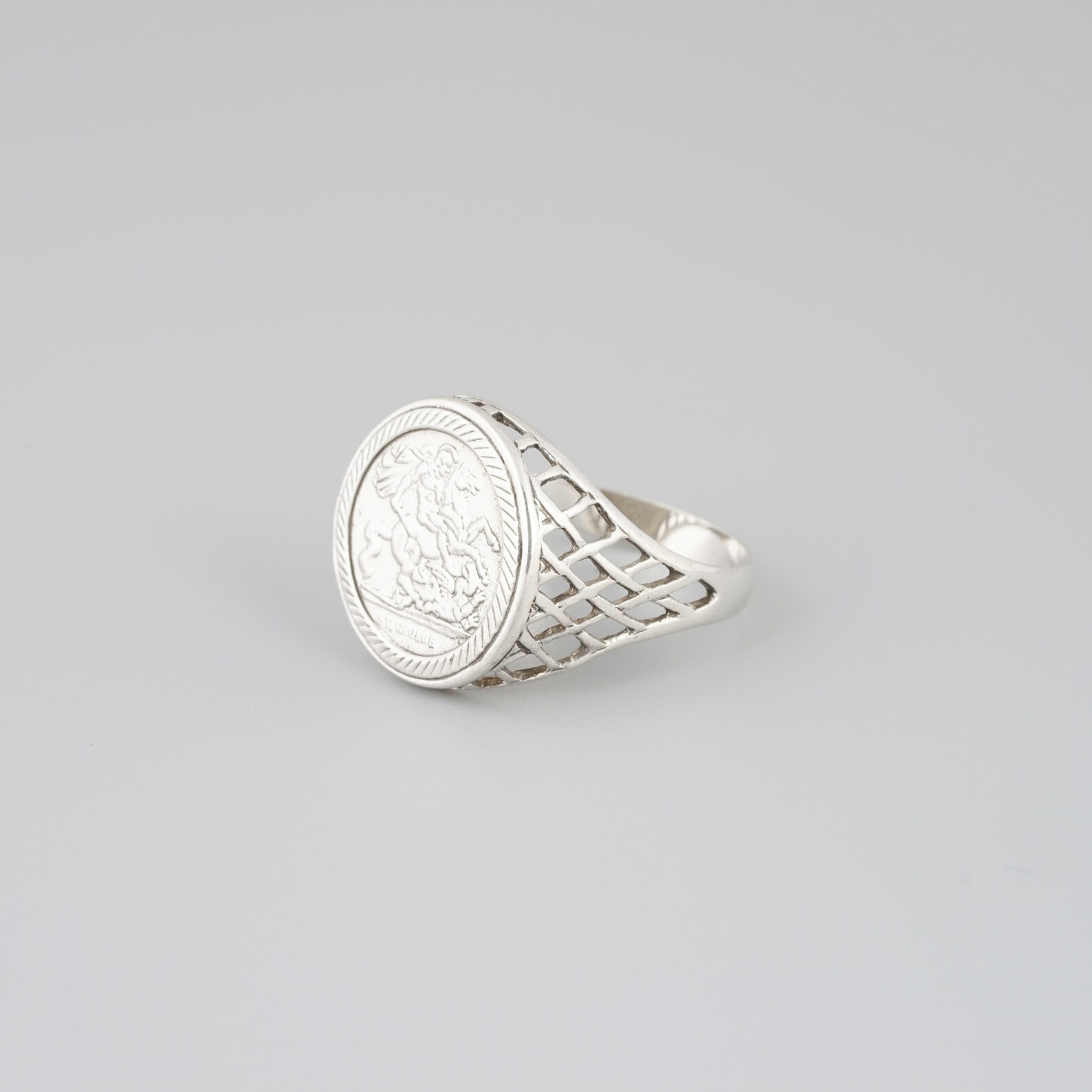 Silver St. George Sovereign Signet Ring | Etsy