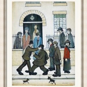 L.S Lowry A Fight Mounted Framed Art Print 5 Frame Choices 60 X 45 Cm ...