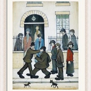 L.S Lowry A Fight Mounted Framed Art Print 5 Frame Choices 60 X 45 Cm ...
