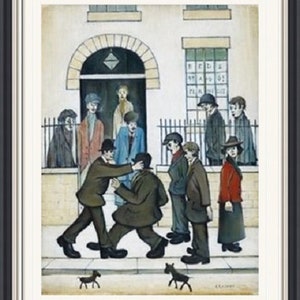 L.S Lowry A Fight Mounted Framed Art Print 5 Frame Choices 60 X 45 Cm ...