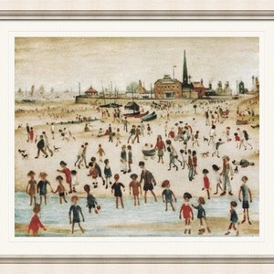 L.S Lowry at the Seaside Framed Art Print With Mount 50 X 60 Cm Print 5 ...