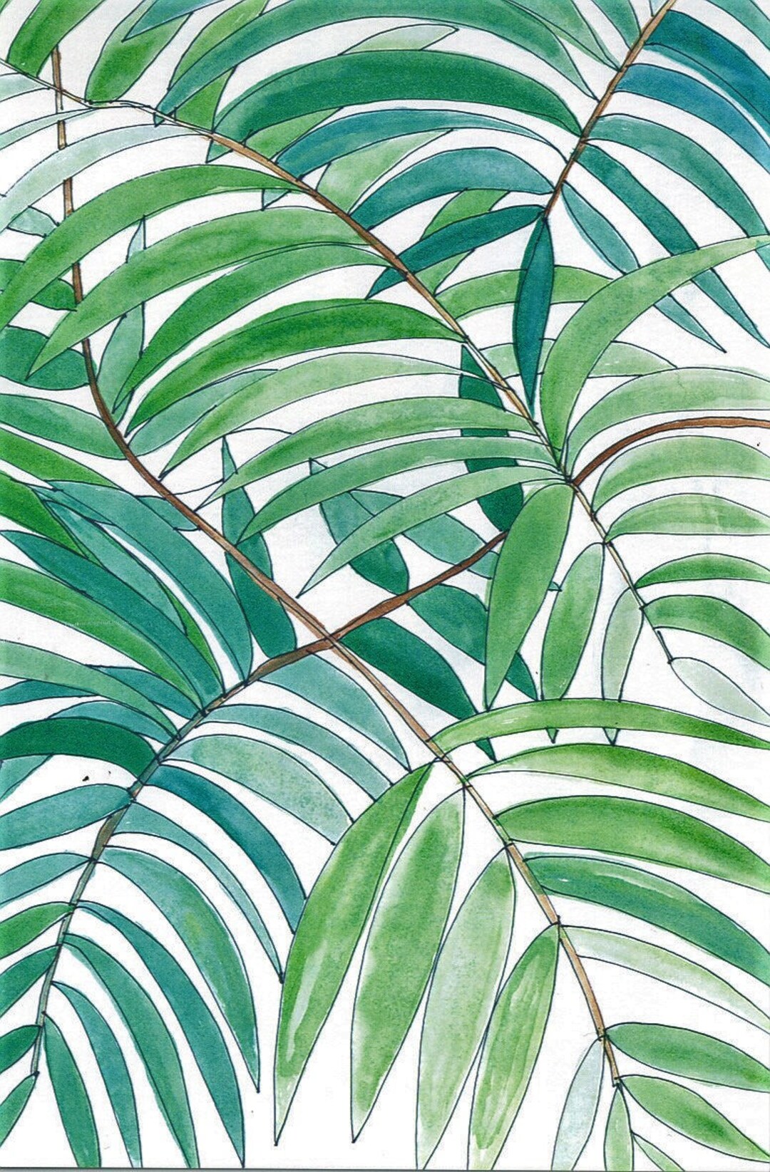 Palm Leaves Watercolor - Print - Etsy