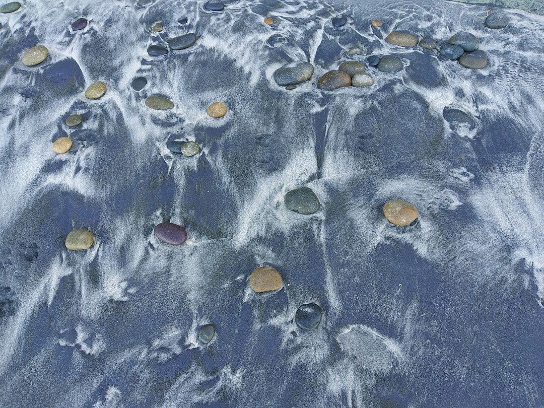 Gray and Black Sand Patterns and Beach Stones Art Print - Etsy UK