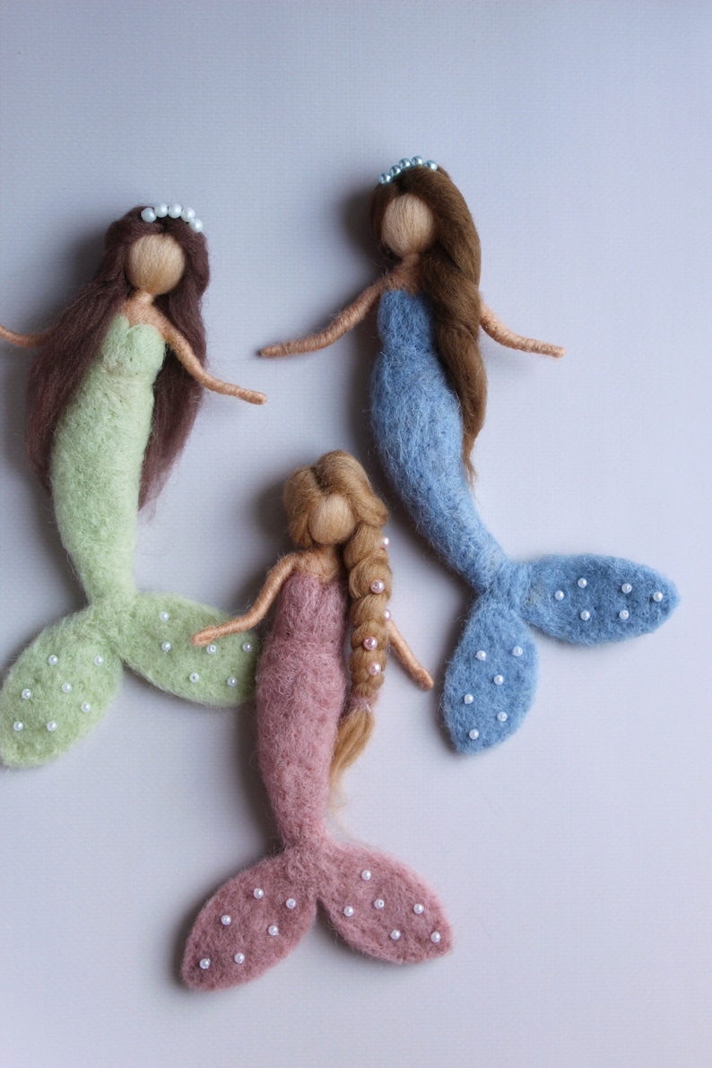 Needle Felted Fairy Mermaids Mobile Ornaments Nursery Decor - Etsy