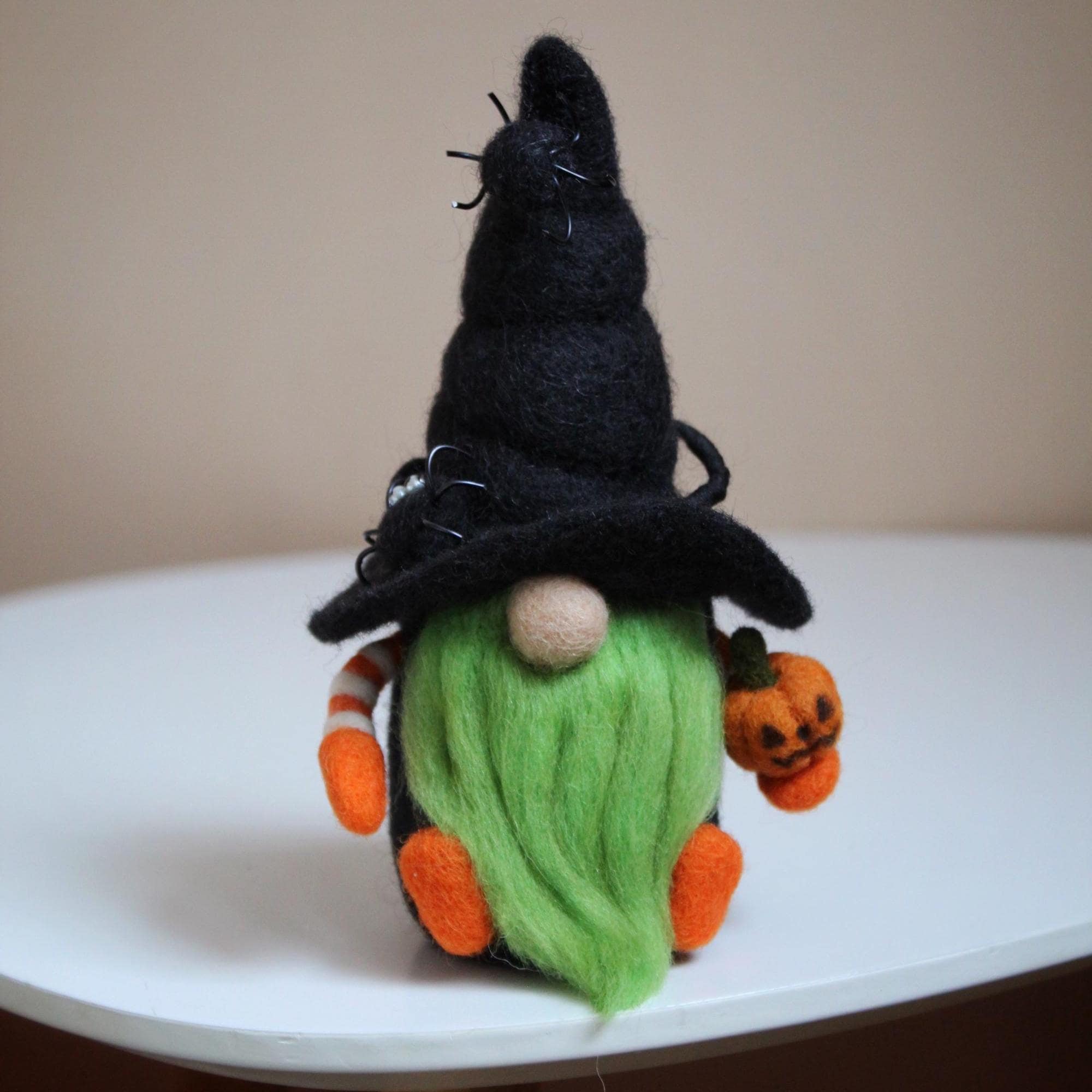Felted Wool Halloween Gnome: Handmade Bat & Pumpkin Decor - Etsy