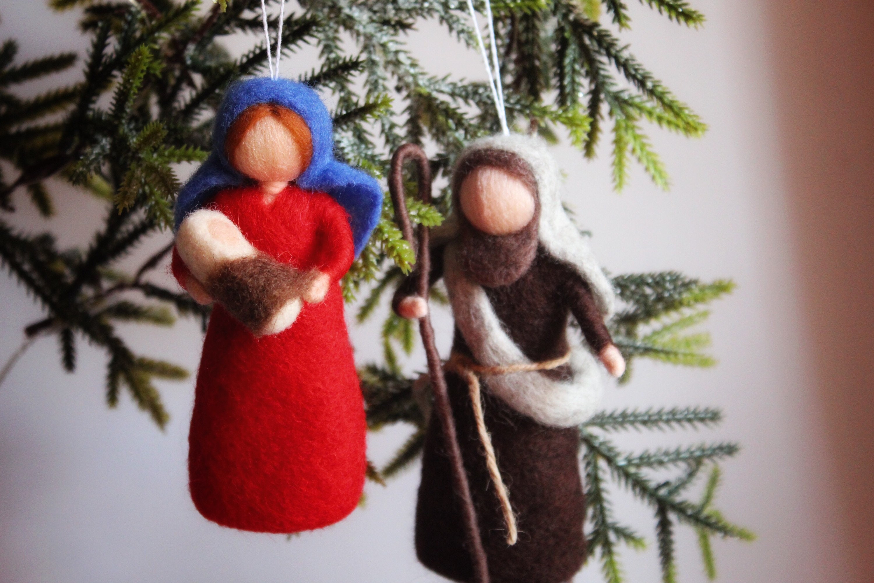 Needle Felted Nativity Set Holy Family Christmas Hanging - Etsy