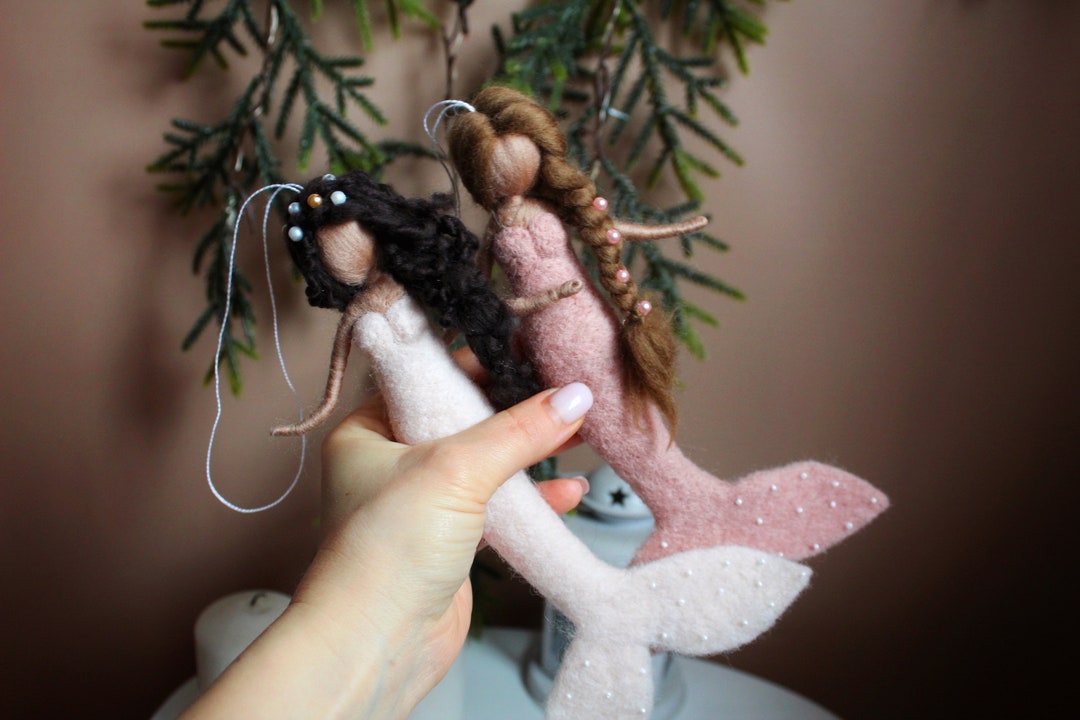 Hanging Mermaid Decorations for Nursery - Wool Fairy Mini Mermaids - Etsy