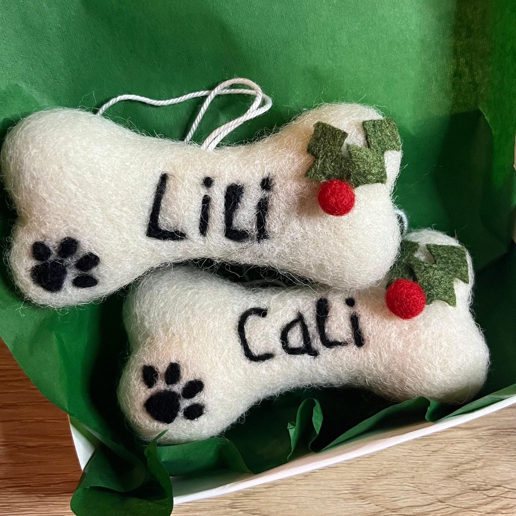 Felt Dog Bone Christmas Ornament With Custom Name - Pet Lover Gift - Etsy