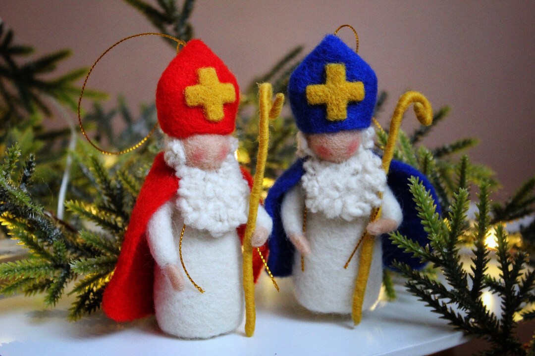 Saint Nicholas Tree Toy, Needle Felted Christmas Toy Ornaments ...