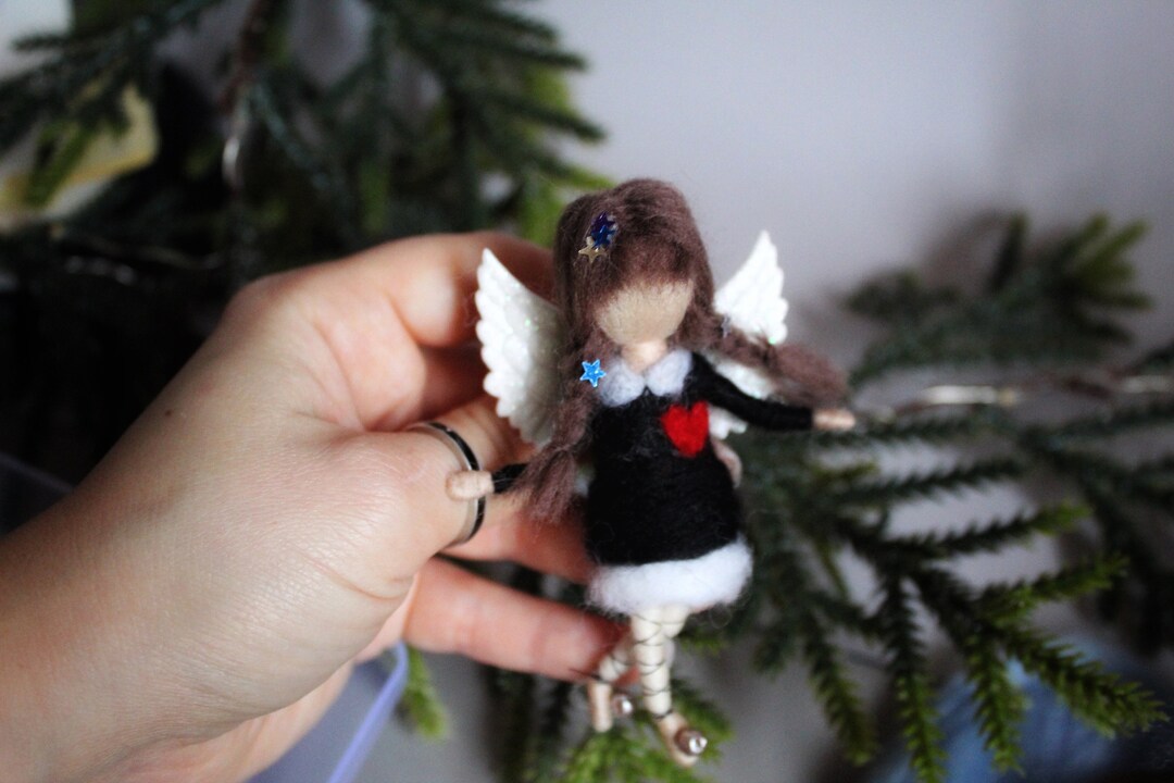 Needle Felted Tiny Wednesday Brooch Soft Sculpture Angel Wool Angel - Etsy