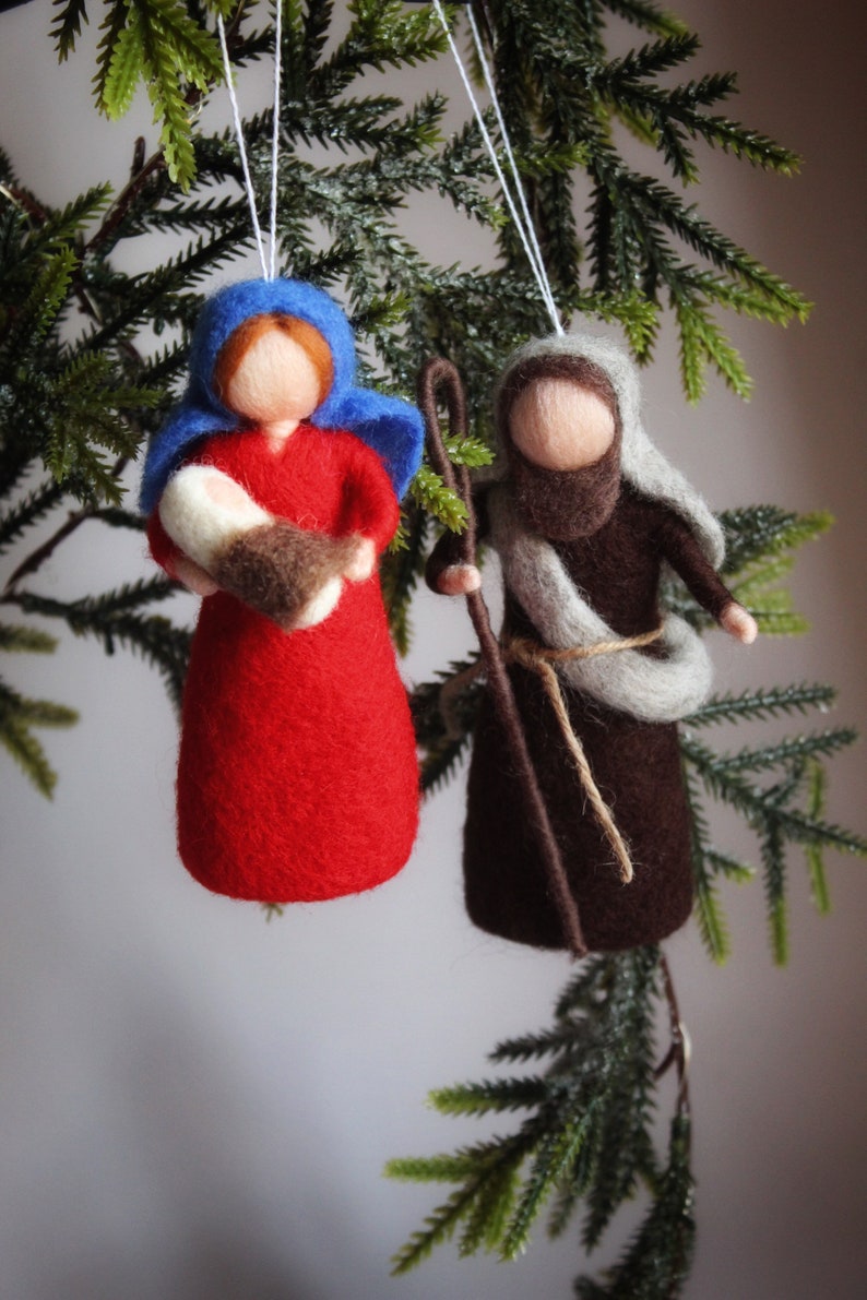 Needle Felted Nativity Set Holy Family Christmas Hanging - Etsy