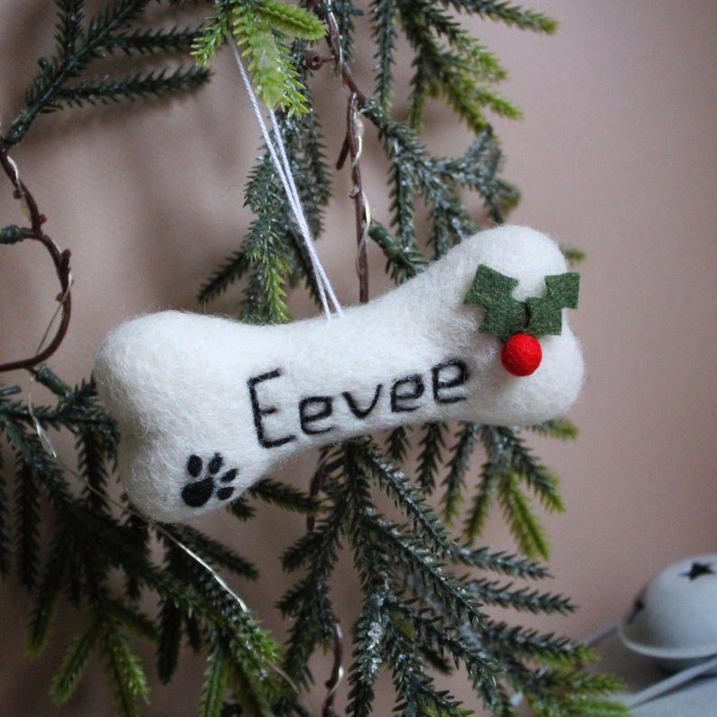Felt Dog Bone Christmas Ornament With Custom Name - Pet Lover Gift - Etsy