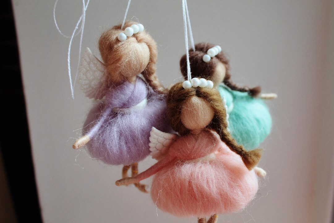Little Fairy Decor - Brown Hair Felt Fairy in Pink Dress - Adorable ...