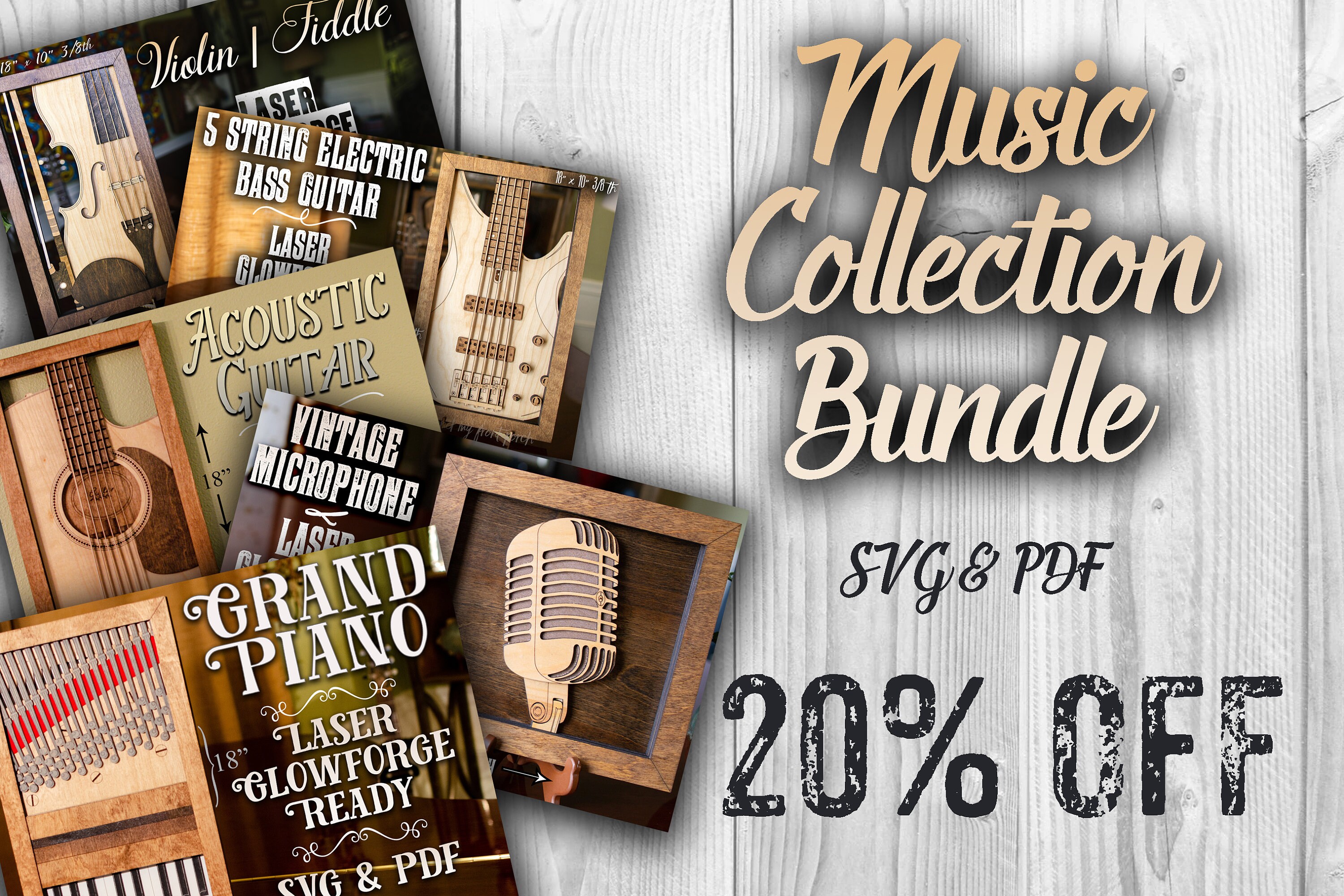 Music Collection Bundle 20% OFF SVG Laser Cut Files for - Etsy Canada