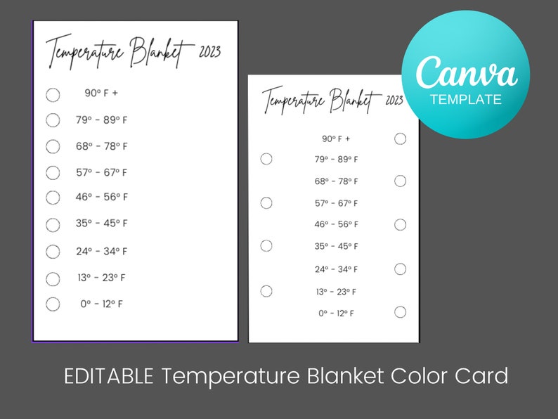EDITABLE Temperature Blanket Color Card CANVA Template - Etsy