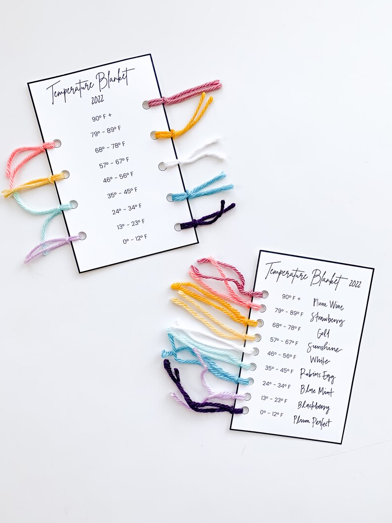 PDF Printable Temperature Blanket Color Card PDF Template | Etsy