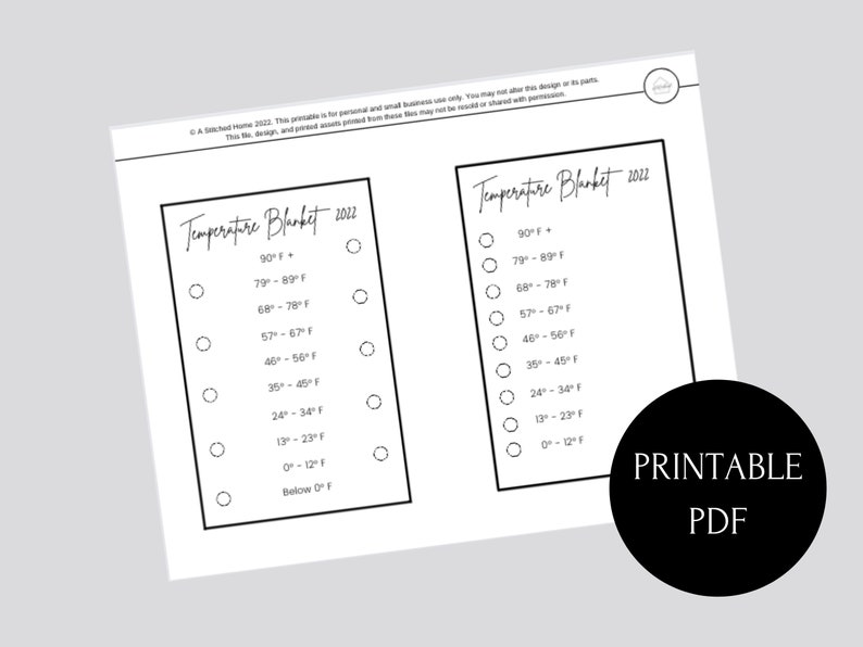 PDF Printable Temperature Blanket Color Card PDF Template - Etsy