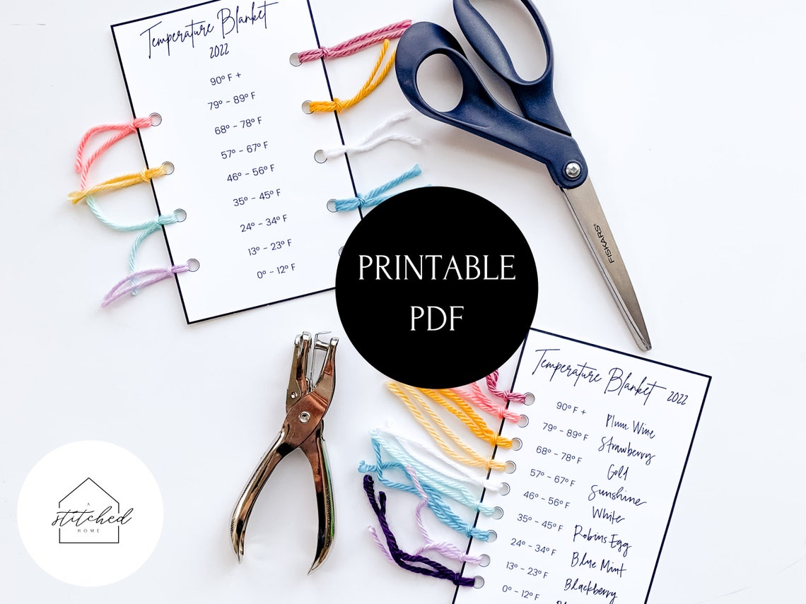 PDF Printable Temperature Blanket Color Card PDF Template | Etsy