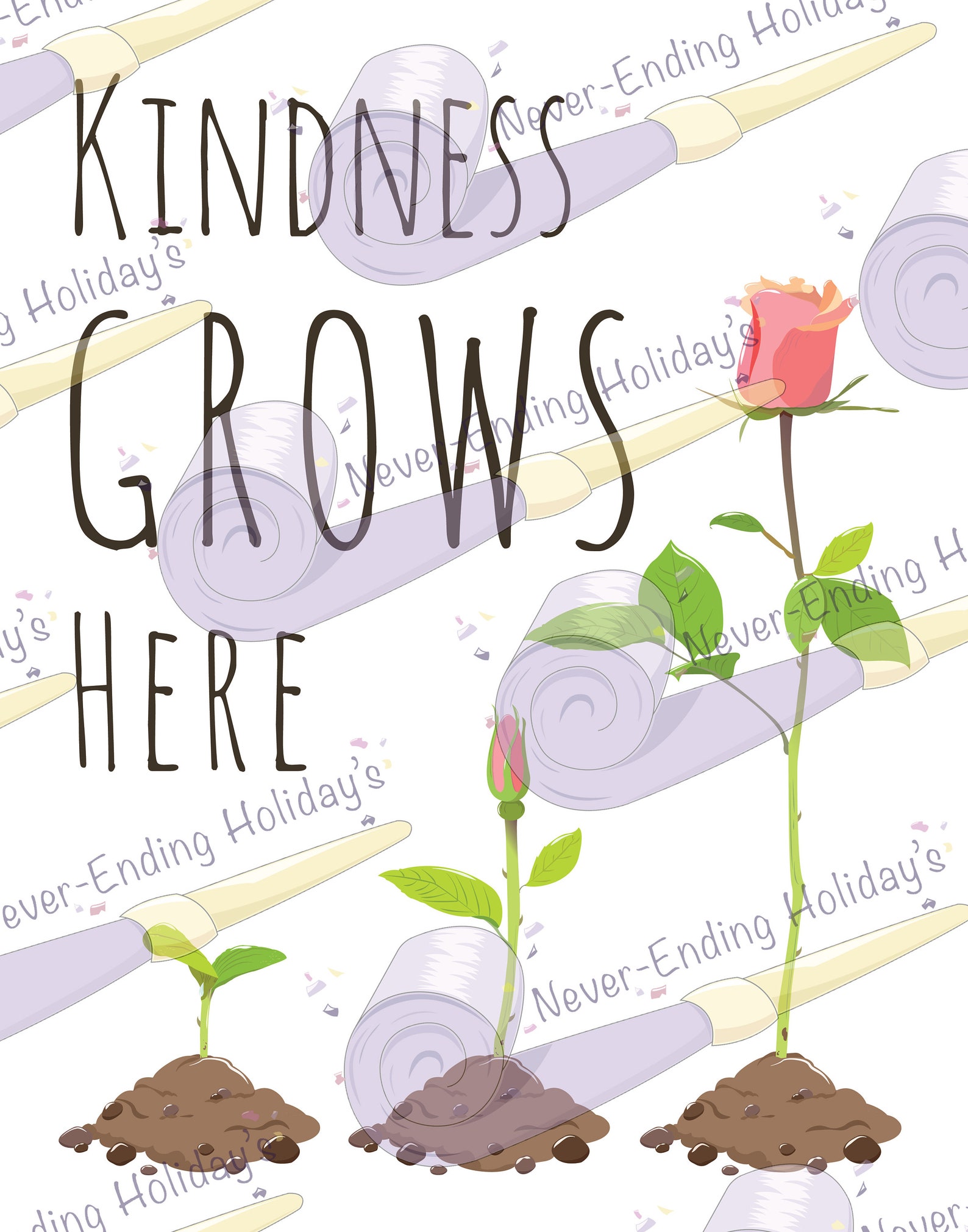 Kindness Grows Here/ Digital Print/ Rose/ Wall Hanging/ - Etsy