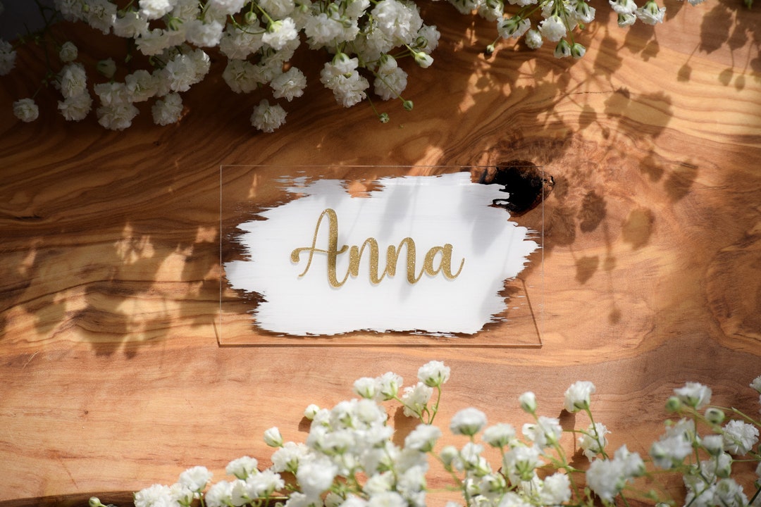 Acrylic Name Cards Paint Stroke, Weddings, Parties, Name Plates, Table ...